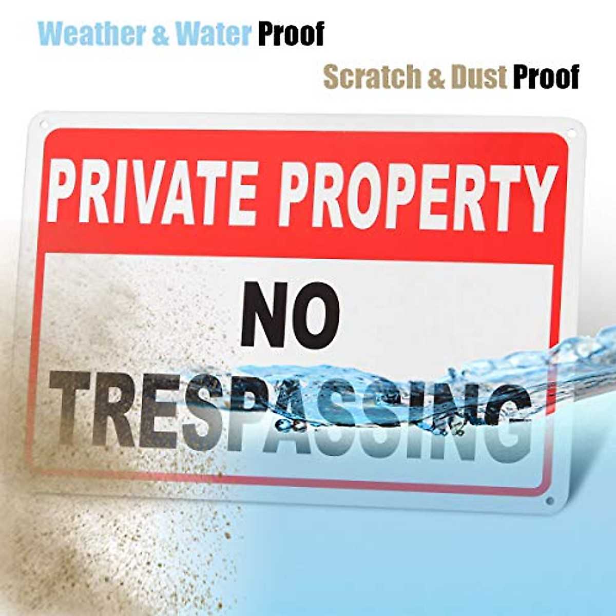 Abuff Private Property Sign, 10-Pack No Trespassing Aluminum Warning Sign - 10"x 7" .04"- Outdoor Use for Home Yard Business Driveway Alert, Reflective, UV Protected & Waterproof