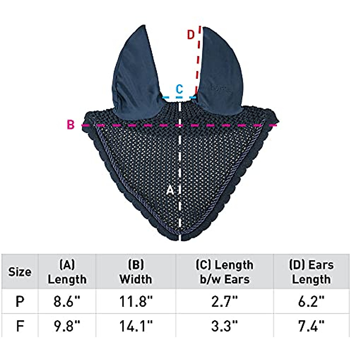 B Vertigo Zurich Noise Cancelling Crochet-Pattern Horse Ear Net - Beetle Khaki Green - Horse