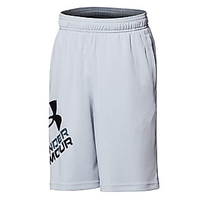 Under Armour boys Prototype 2.0 Logo Shorts , Mod Gray (011)/Black , Youth X-Small