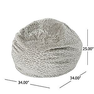 Christopher Knight Home Laraine Furry Glam Grey Pebble Pattern Faux Fur 3 Ft. Bean Bag, Small