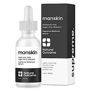 Natural Outcome Man Skin Supreme Moisture Serum Mens Serum I Mens Anti-Aging Day & Night Facial Serum I Advanced Moisture Serum with Hyaluronic Acid, Argan Oil & Vitamin E