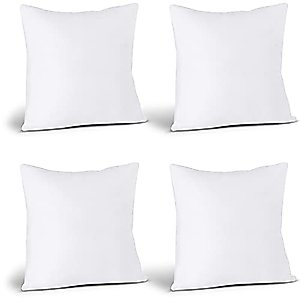 Utopia Bedding Throw Pillow Inserts (Set of 4, White), 18 x 18 Inches Pillow Inserts for Sofa, Bed and Couch Decorative Stuffer Pillows