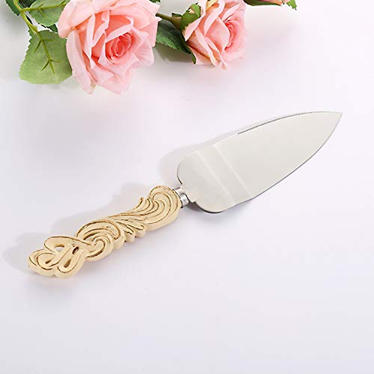 TANG SONG Vintage Style Wedding Cake Knife and Serving Set Wedding Cake Knife (Set of 2)