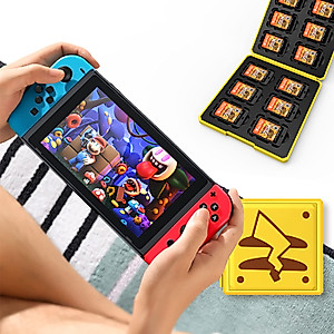 UFOPETIE 12 in 1 Game Card Case for Nintendo Switch Pikachu Switch Game Case for Nintendo Switch Game Storage,for Nintendo Switch Game Card Case Poke Tail-Thumb Grip 2PCS