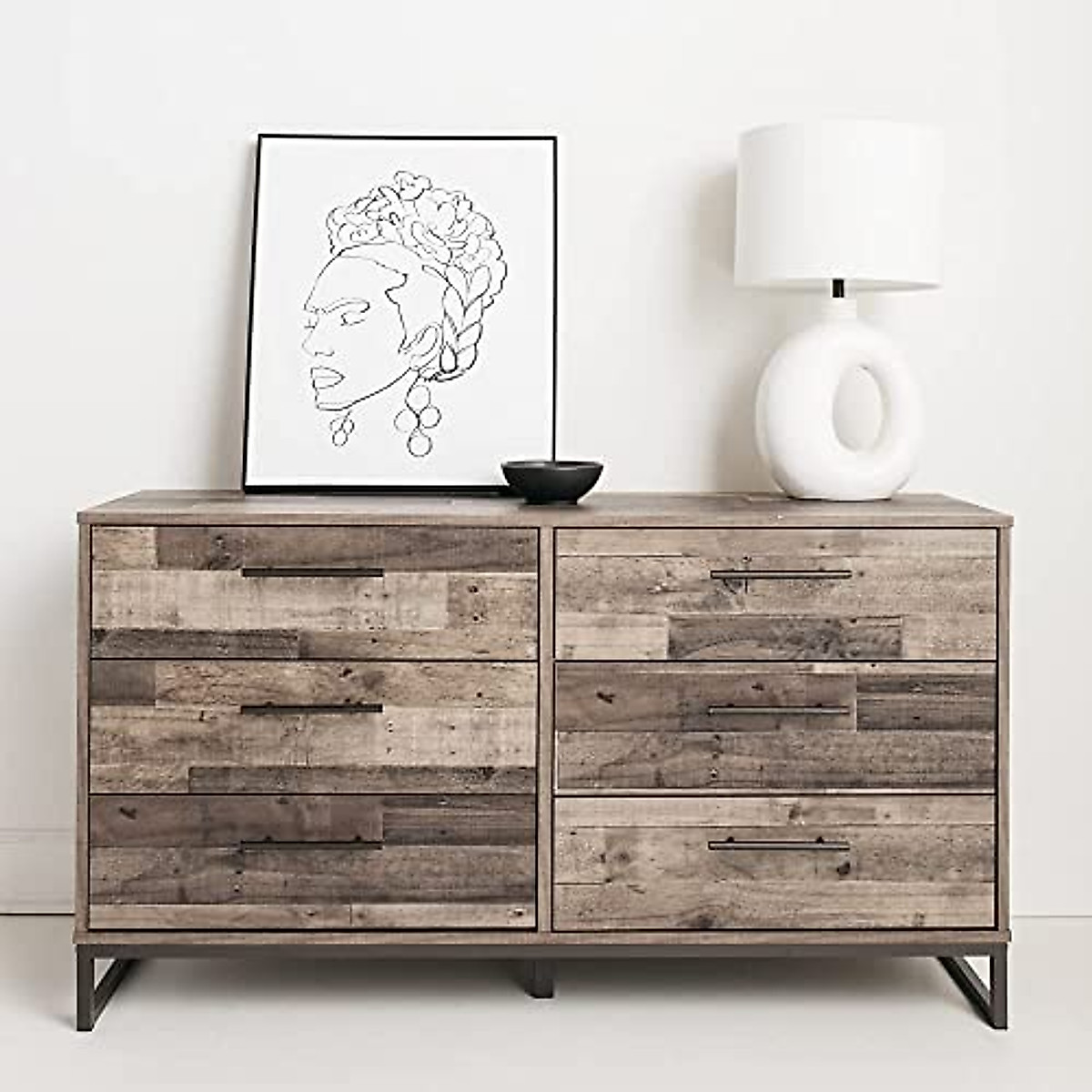 Signature Design by Ashley Neilsville Industrial Butcher Block Style Dresser, Natural Pallet Brown