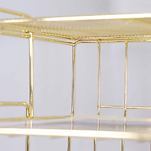 LEORISO 4-Tier Stackable Letter Tray, Gold Desk Organizer, Metal File Organizer Tray, Paper Holder Rack, Desk Accessories for School Home Office Supplies