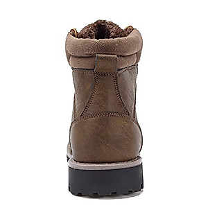 EYUSHIJIA Men's Hiking Boots Waterproof Outdoor Mid Ankle Lightweight Snow Shoes Trekking Trails(11, Brown-07-Fur Lining)