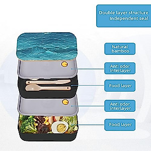 The Deep Blue Sea Adult Lunch Box, Bento Box, With Cutlery Set Of 3, 2 Compartments, Rectangular, Lunch Box For Adults