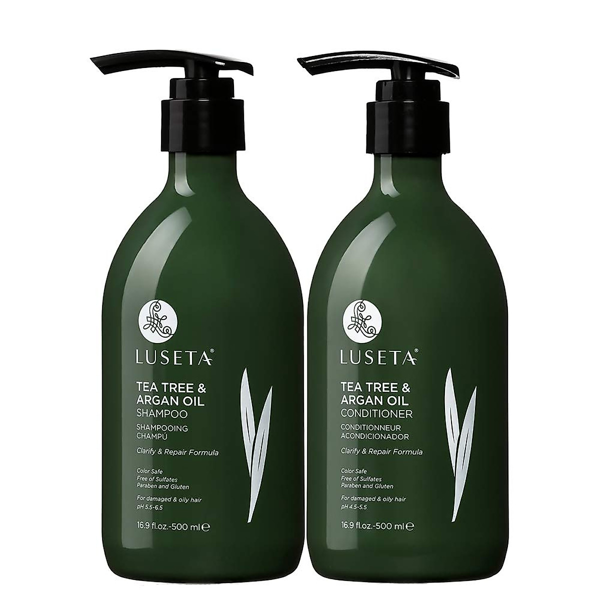 Luseta Tea Tree Shampoo & Conditioner Set 16.9oz each and Tea TreTea Tree Oil Body Wash with Mint 16.9oz