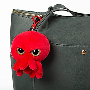 Grumpy Baby Octopus Stuffed Animal Keychain - Mini Plush Keychain Pendant with Clip - Super Cute Soft Stuffed Animal Plushie Toy for Backpack, Handbag, Purse, Car Accessories (Red, 3”)