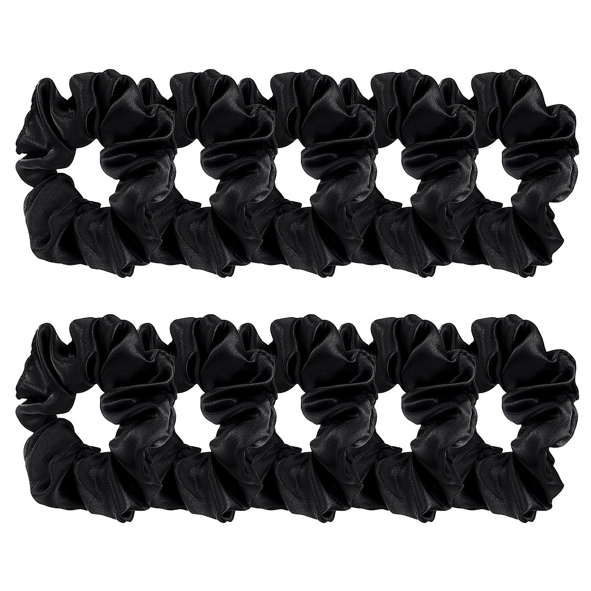 10 Pieces Satin Scrunchies Hair Ties Silky Small Elastic Hair Bobbles Ponytail Holders Curly Accessories for Women Girls Kids Adults(Black)