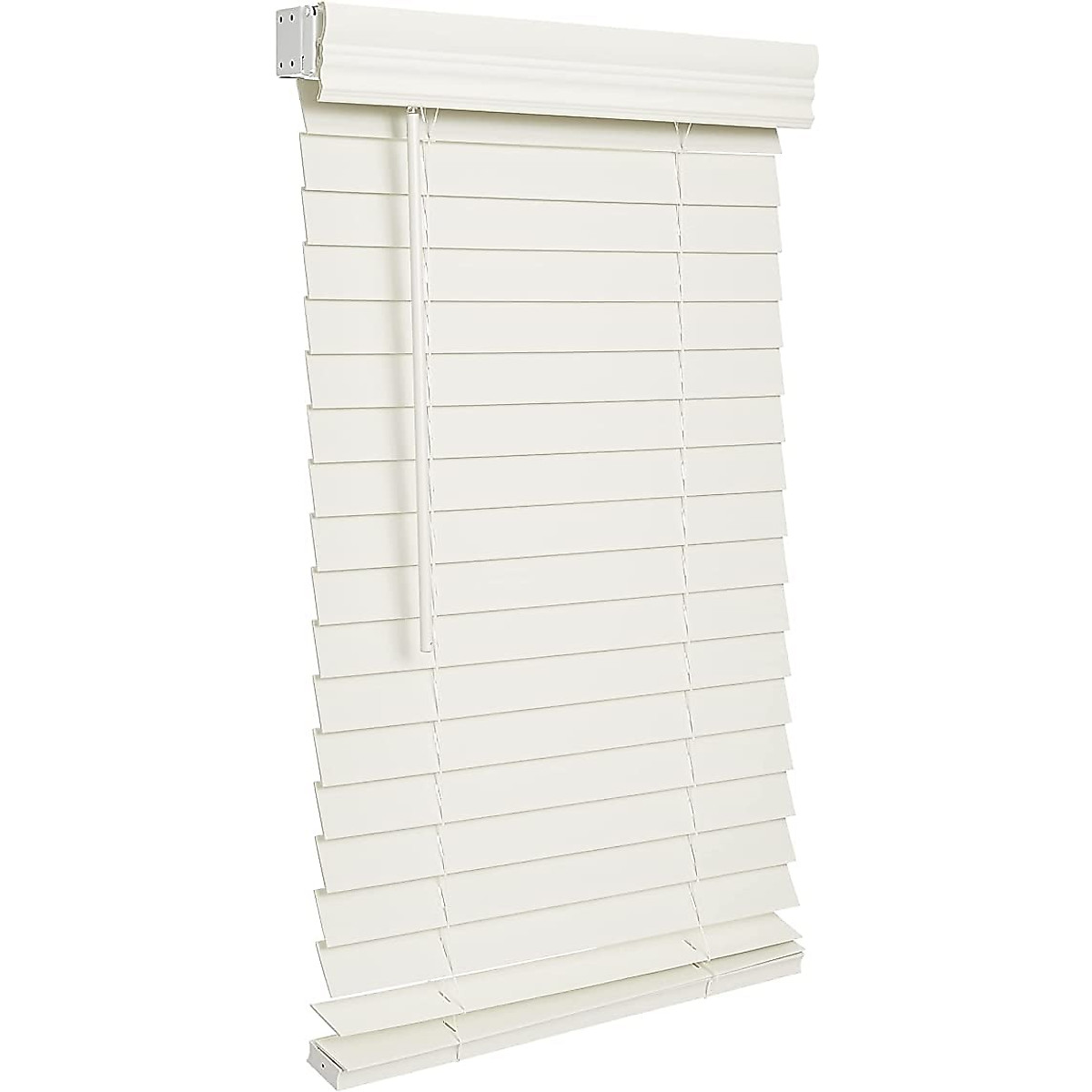 LOTUS & WINDOWARE Cordless 2-inchFaux Wood Blind 11" Wide x 72" Long,(Soft White-Antique White),Smooth, Room Darkening, Horizontal Blinds for Living Room, Bedroom, Interior Door Windows