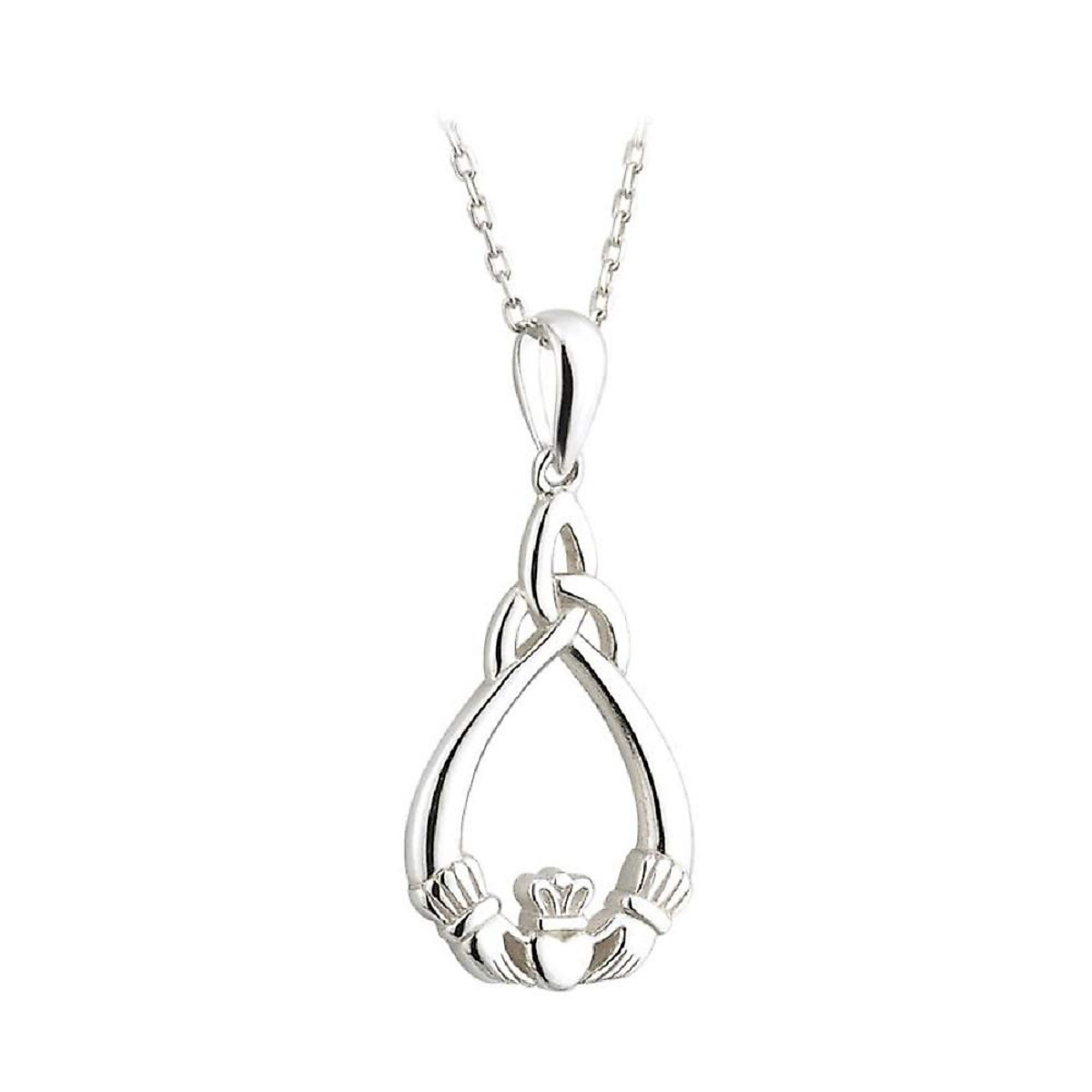Solvar Sterling Silver Claddagh Trinity Knot Necklace-Irish Made