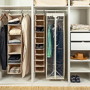 Household Essentials 311332 Hanging Wardrobe Garment Storage Bag | Natural Canvas