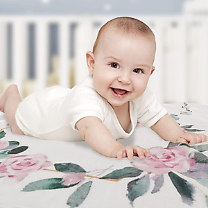 Baby Milestone Blanket for Baby Girl, Baby Monthly Milestone Blanket Girl, Newborn Baby Blankets for Girls Months Photography Background, Baby Growth Chart Blanket, Floral Nursery Blanket