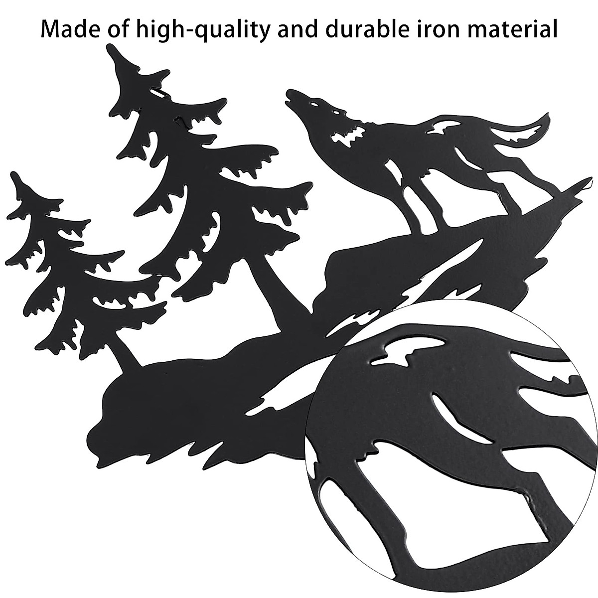 DOITOOL Metal Silhouette Wall Art Wolf in The Tree Christmas Metal Wall Art Hanging Decor for Living Room Garden Bedroom Office Home Wall Housewarming Party