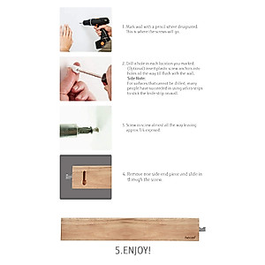 hecef Knife Set Black of 5 with 12 Inch Magnetic Knife Strip, Comes with Protective Blade Cover