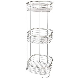 iDesign Standing Shower Caddy Organizer, The Forma Collection – 9.5" x 9.5" x 26.25", Satin Silver