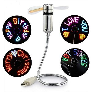 Kbinter New Creative USB Fan，USB LED RGB Light Programmable Fan Flexible Gooseneck DIY Message Mini USB Fan for PC Laptop Notebook Desktops