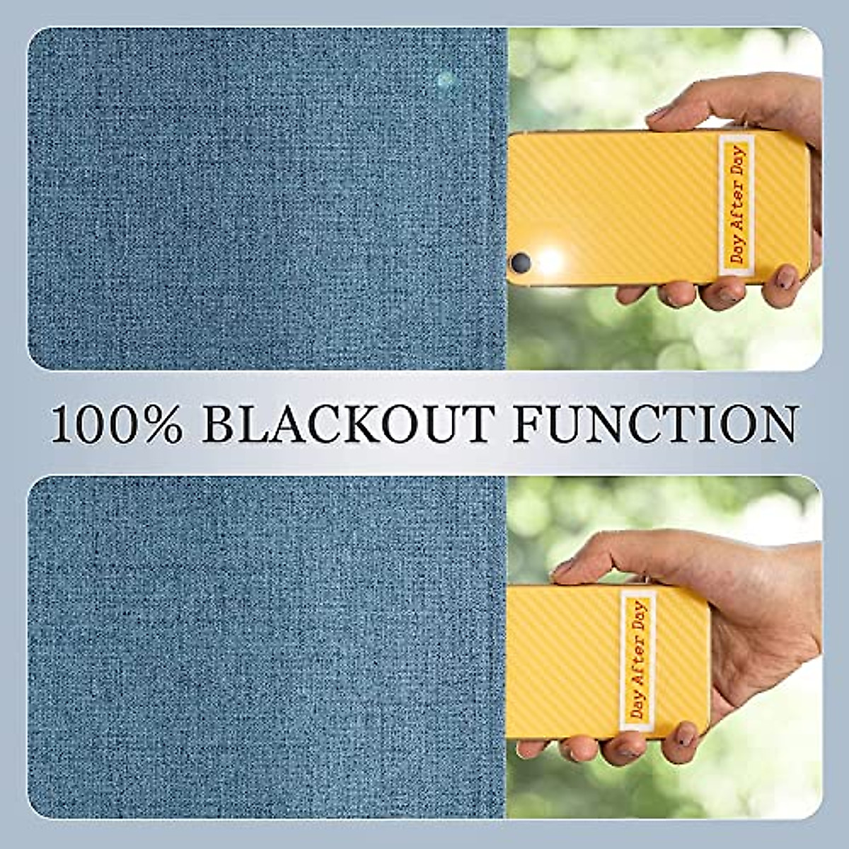MIULEE Linen Texture Curtains for Bedroom Solid 100% Blackout Thermal Insulated Dusty Blue Curtains Grommet Room Darkening Curtains/Draperies Luxury Decor for Living Room Nursery 52x84 Inch (2 Panels)