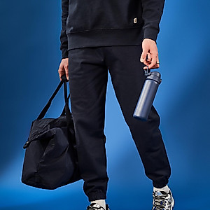 ION8 Vacuum Insulated Steel Water Bottle, 500 ml/18 oz, Leak Proof, Easy to Open, Secure Lock, Dishwasher Safe, Fits Cup Holders, Carry Handle, Scratch Resistant, Durable Stainless Steel, Ash Navy