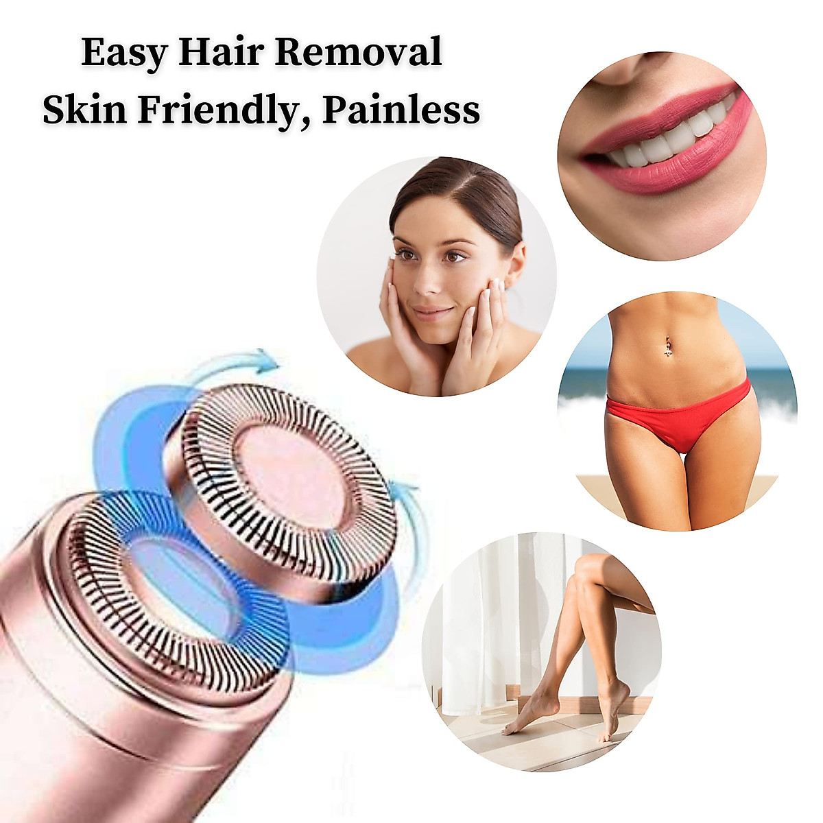 4PCS Facial Hair Remover Replacement Heads for Finishing Touch Flawless Facial Hair Removal Tool for Women, As Seen On TV 18K Gold-Plated Rose Gold, First Generation