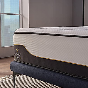 Bsleep Hybrid Mattress Queen 13" | Bamboo Charcoal Memory Foam | Cotton Cover | CertiPUR-US Certified | Bed-in-a-Box | Back Pain Relief Support | Medium Firm