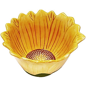 Mozacona Ceramic Relief Sunflower Soup Bowl Hand Painted Dessert Bowl Salad Bowl