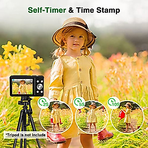 Digital Camera, Auto Focus Kids Camera,HOORUAN 1080P & 44MP Vlogging Digital Camera with 32GB Card, 16X Digital Zoom Compact Point and Shoot Camera, Portable Mini Kids Camera for Teens Students