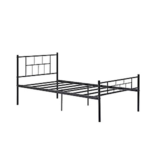 Liink1Ga Twin Bed Frames with Headboard, Twin Bed Frame No Box Spring Needed, No Squeaky, Easy to Assemble Twin Size Bed Frames, Country Rustic Style
