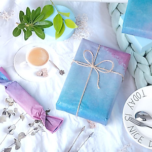 Bolsome 100 Sheets Pink-Blue Gradient Tissue Paper Bulk, Pastel Turquoise Wrapping Tissue Paper Sheets for Christmas Birthday Baby Showers Wedding Thanksgiving Gift Wrapping DIY Crafts Arts, 20 x 14"