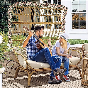 YITAHOME Outdoor Double Egg Chair for 2 Person, Wicker Patio Large Basket Chair with 526lbs Capacity, All-Weather Oversized Egg Lounger Chair for Indoor Living Room Outside Balcony Backyard - Beige