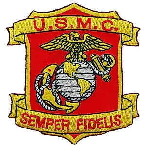 Officially Licensed United States Marine Corps USMC Semper Fidelis Patch, with Iron-On Adhesive