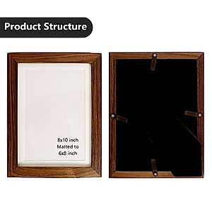H-A 8x10 Picture Frames with Mat, Rustic Natural Wood Photo Frame for Tabletop (1 pcs)