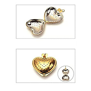 Stainless Steel Creative Tea Infuser Metal Heart Shape Reusable Tea Coffee Filter Strainer Teapot Accessory Kitchen Gadget Too (gold)