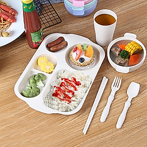 Cheeren 8 Pack Plastic Divided Plates Set for Kids Adults, Sectioned Meal Camping Dishes for BBQ, Microwave & Dishwasher Safe