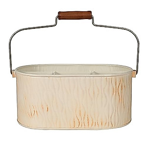 Utensil Caddy,Galvanized Bucket,Galvanized Utensil Holder,Silverware Caddy,Metal Caddy,Outdoor Utensil Caddy,Tin Utensil Holder,Utensil Caddy for Parties,Picnic Caddy,Farmhouse Utensil Cream Beige