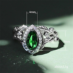 FZO 925 Sterling Silver Shiny Marquise Cut Emerald Birthstone Ring AAA Cubic Zirconia Rings CZ Diamond Eternity Multi Row Engagement Wedding Band Promise for Women ST.192 (10)