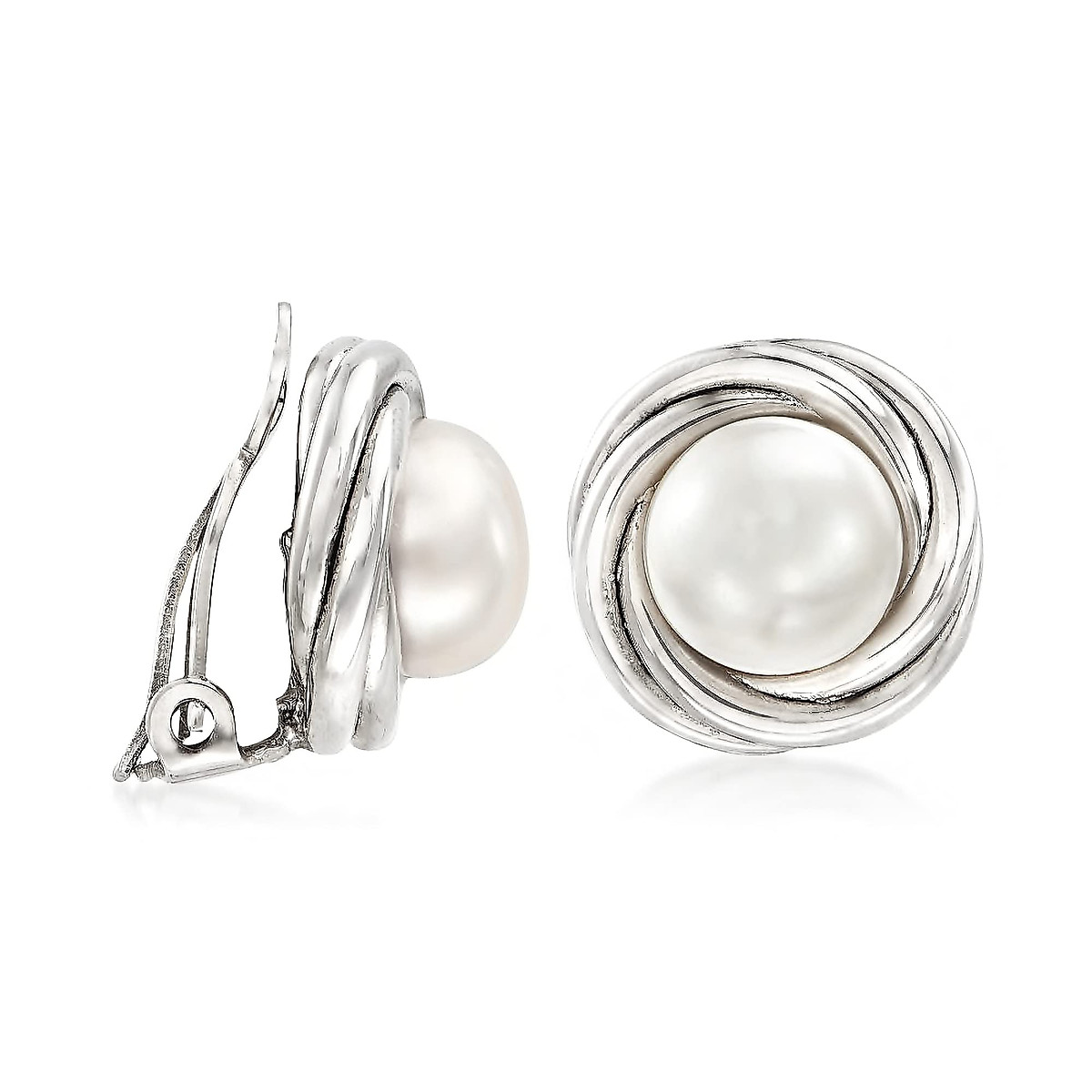 Ross-Simons 8mm Cultured Pearl Clip-On Earrings in Sterling Silver