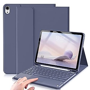 KENKE Keyboard Case for New iPad Air 11 Inch 2024 (M2) / iPad Air 5th Gen 2022 / Air 4th Gen 2020 10.9 Inch with Pencil Holder, Smart Magnetically Detachable Bluetooth Touchpad Keyboard, Purple