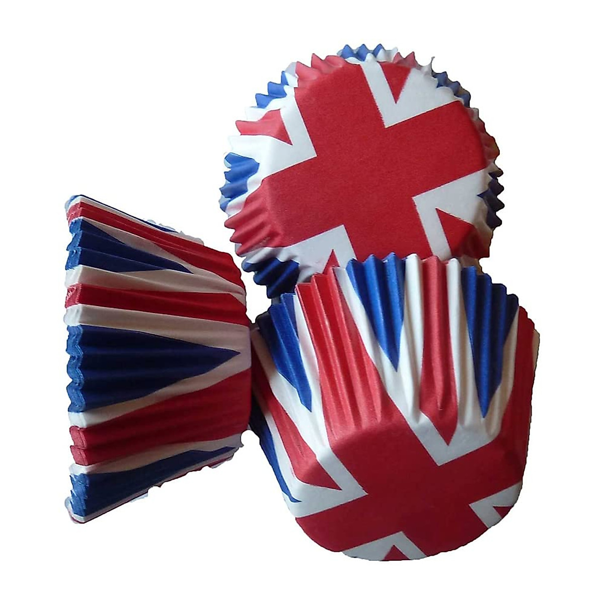 120 Pcs Union Jack Paper Cupcake Liners Coronation Cupcake Cases Baking Cups Muffin Cake Cups Great Britain Table Food Decorations for King Charles III Coronation Party Decorations, Red/White/Blue