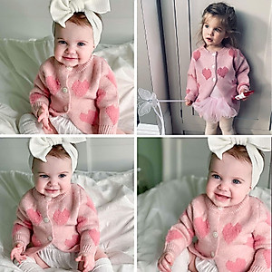 Simplee kids Baby Sweater Cable-Knit Pink Baby Cardigan Coat for Spring 3M-5T