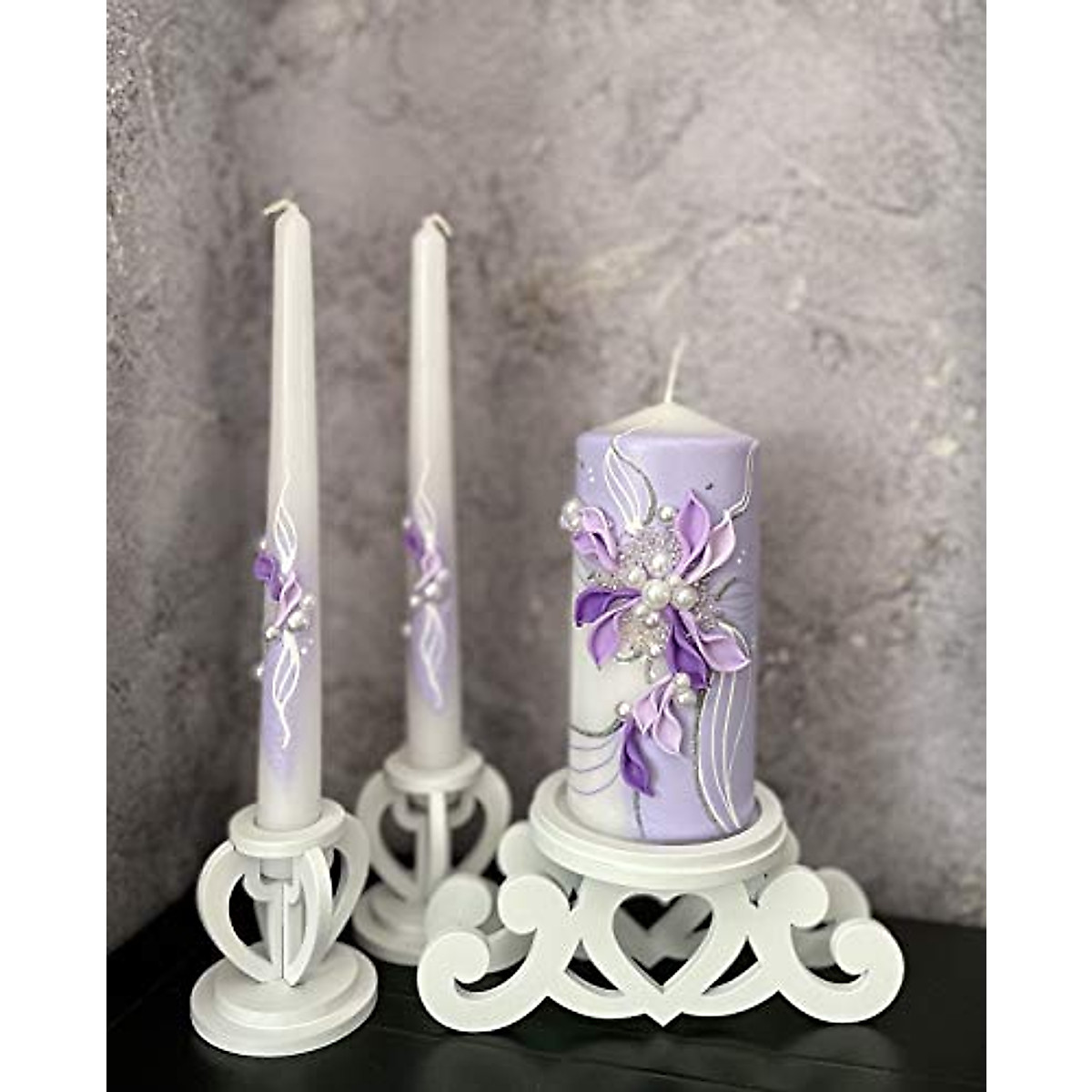 Magik Life Unity Candle Set for Wedding - Wedding décor Wedding Accessories - Candle Sets - 6 Inch Pillar and 2 10 Inch Tapers - Best Unity Candle