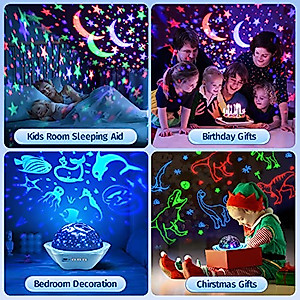One Fire Night Light for Kids, 48 Lighting Modes Star Lights for Bedroom, 360° Rotating+3 Films Baby Night Light Projector, USB Rechargeable Kids Night Lights for Bedroom, Star Lights for Room Decor