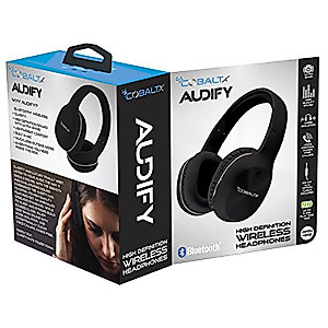 COBALTX AUDIFY Bluetooth Wireless Rechargeable Headphones Range 30 Ft (10m) High Performance Acoustic Sound with Voice Control & 300 Hour Standby Hands Free Talk & 6 Hours of Music (Black)