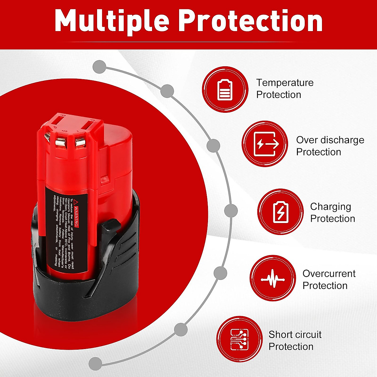 VINIDA 4packs 12V 2.5AH Replacement for Milwaukee M-12 Battery Compatible with Milwaukee 48-11-2411 48-11-2420 48-11-2401 48-11-2402 Tools