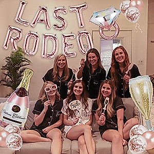 Western Last Rodeo Bachelorette Party Decorations, Cowgirl Last Rodeo Balloons Banner, Rose Gold Fringe Curtains Ring Balloons for Bride to Be/Final Rodeo/Bridal Shower Party Decorations Supplies-Wild West