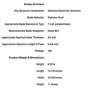 Chef'sChoice 609A Electric Meat Slicer with Stainless Steel Blade Features Slice Thickness Control and Tilted Food Carriage Easy Clean, 7-Inch, Silver