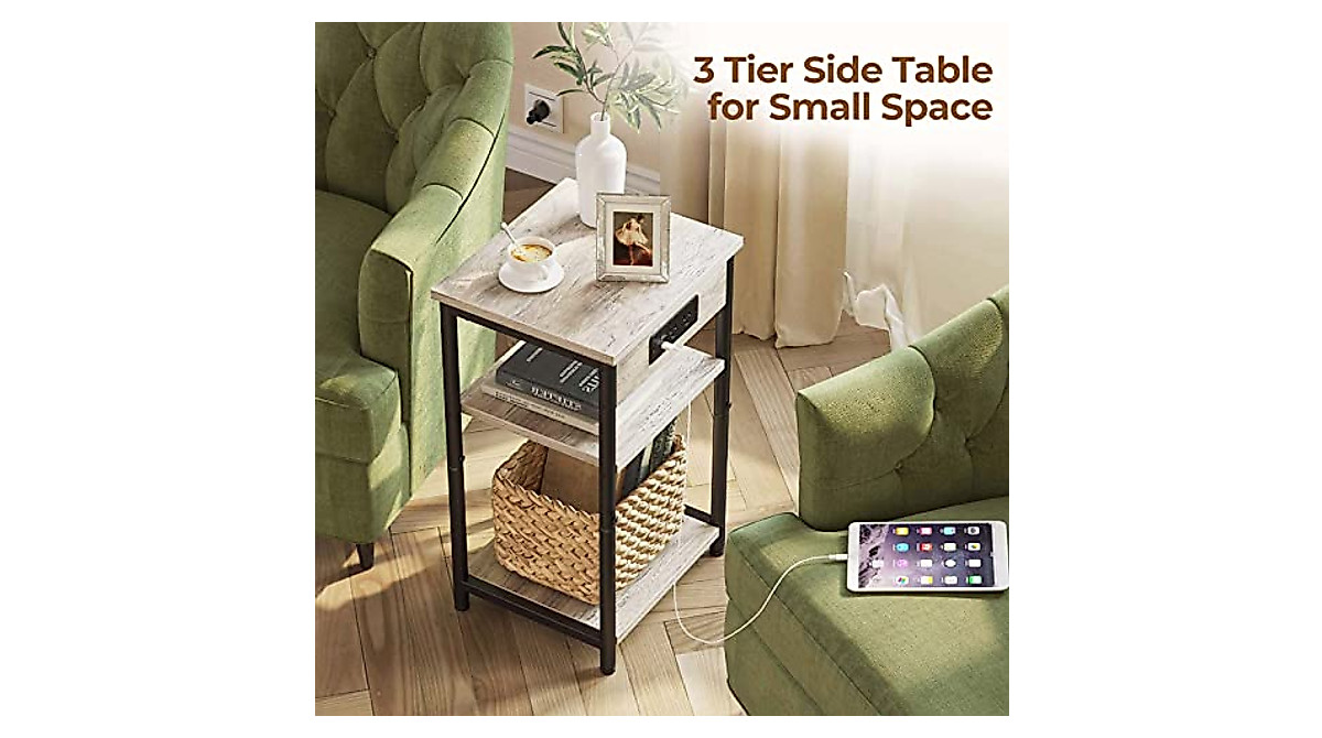 Rolanstar End Table Set with Charging Station - Stylish & Practical