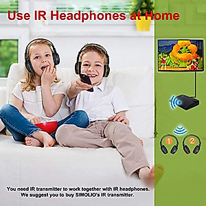 SIMOLIO 4 Pack of Car Kids Headphones with Adjustable 75/85/94dB Volume Limited, Wireless DVD Headphones, 2 Channel IR Wireless Car Headphones, Infrared Wireless Headsets for Vehicle Entertainment